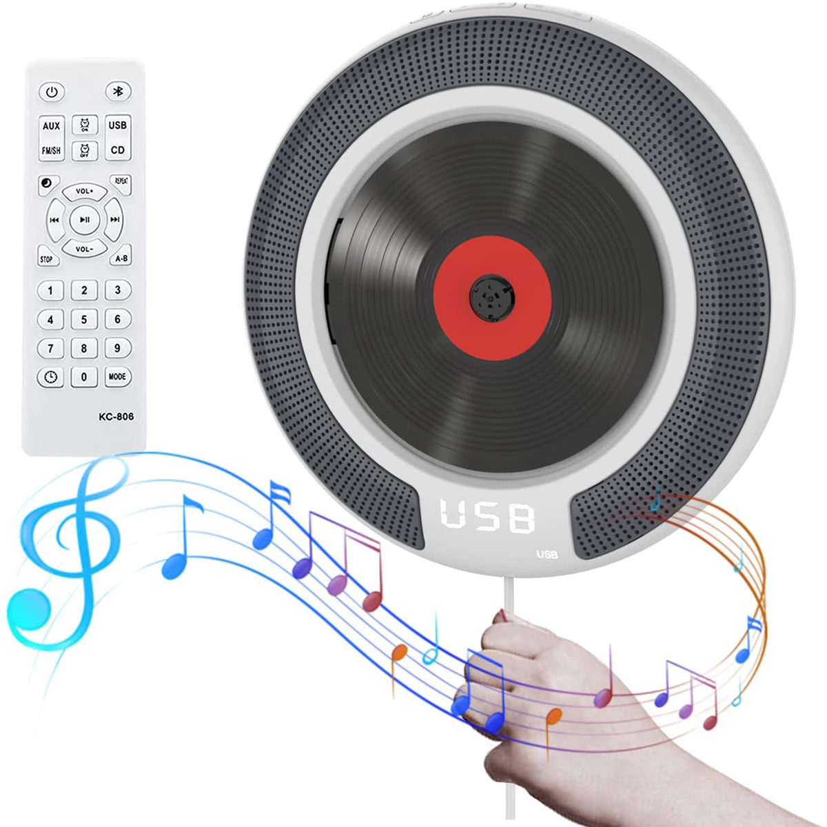 Portable CD Player with Speakers,Wall Mounted Bluetooth CD Player with ...